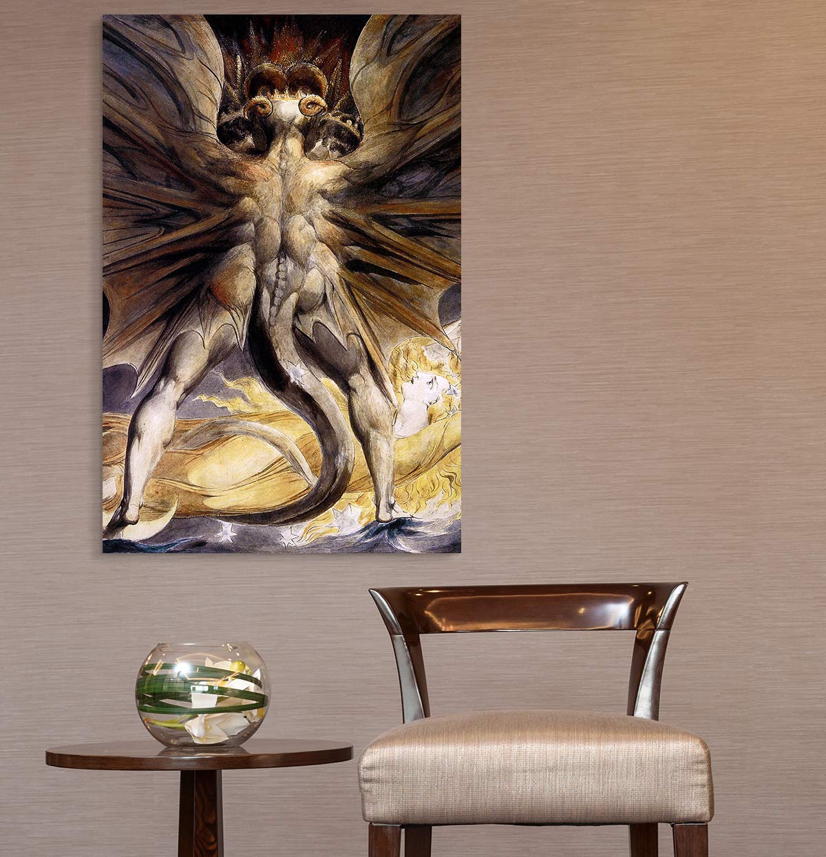 artprints1stop Canvas Print Wall Art - The Great Red Dragon and The Woman Clothed with The Sun by William Blake - 24x36 inches