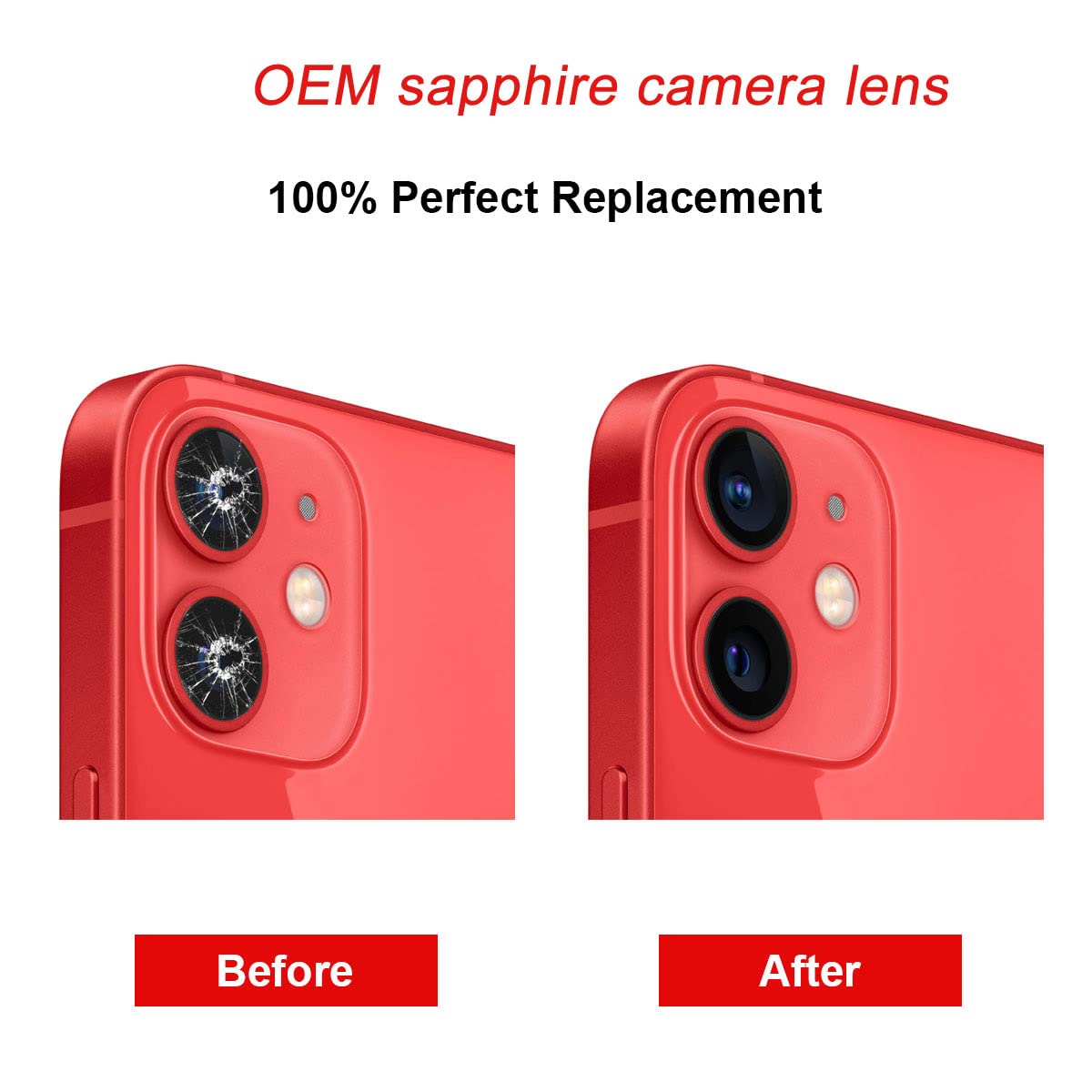 Afeax OEM Rear Back Camera Lens Replacement for iPhone XR A1920, A2097 Original with Ahesive and Repairing Tool(2 Pack
