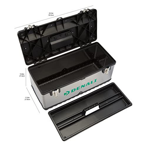 Amazon Brand - Denali Tool Box with Metal Latches, 23.3 x 11.0 x 10.8 in, Black
