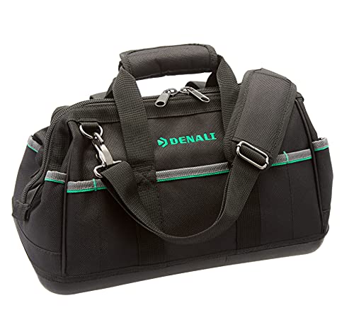 Amazon Brand - Denali Wide Mouth Tool Bag with Water Proof Molded Base, 16.5 x 10.2 x 8.7 inches L x W x H, Black