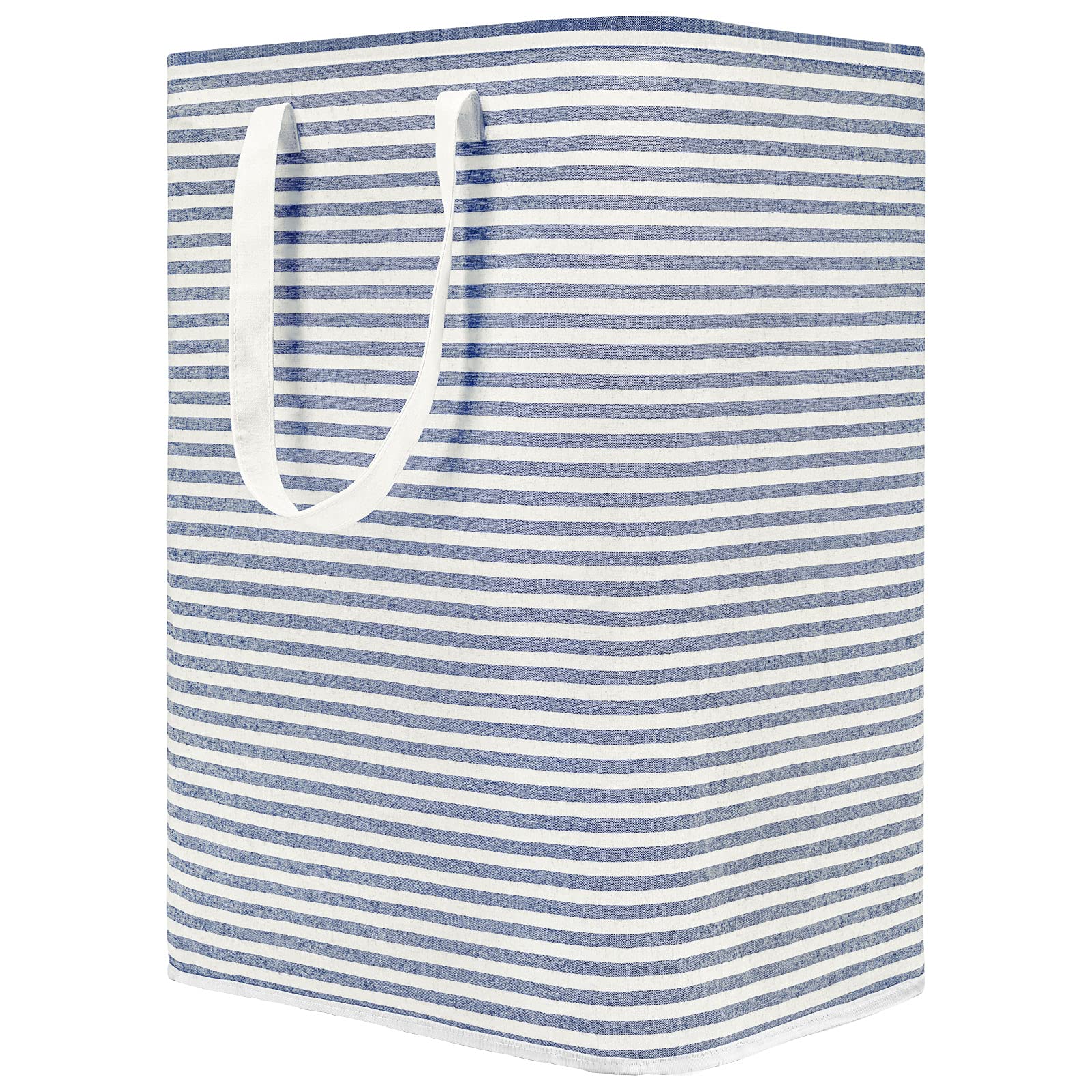 DOKEHOM 80L Freestanding Laundry Hamper with Handle, Collapsible Large Cotton Storage Basket for Clothes (Blue)