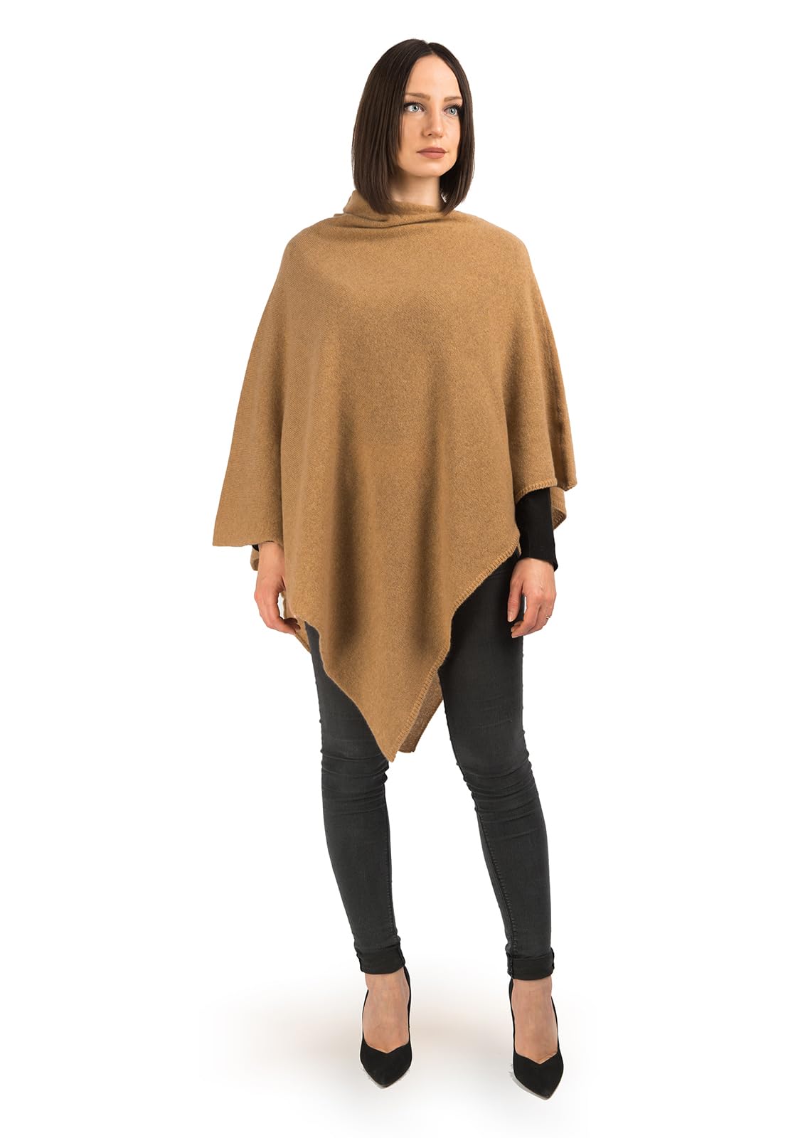 Dalle Piane Cashmere - Poncho 100% cashmere - Made in Italy, Color: Camel, One size