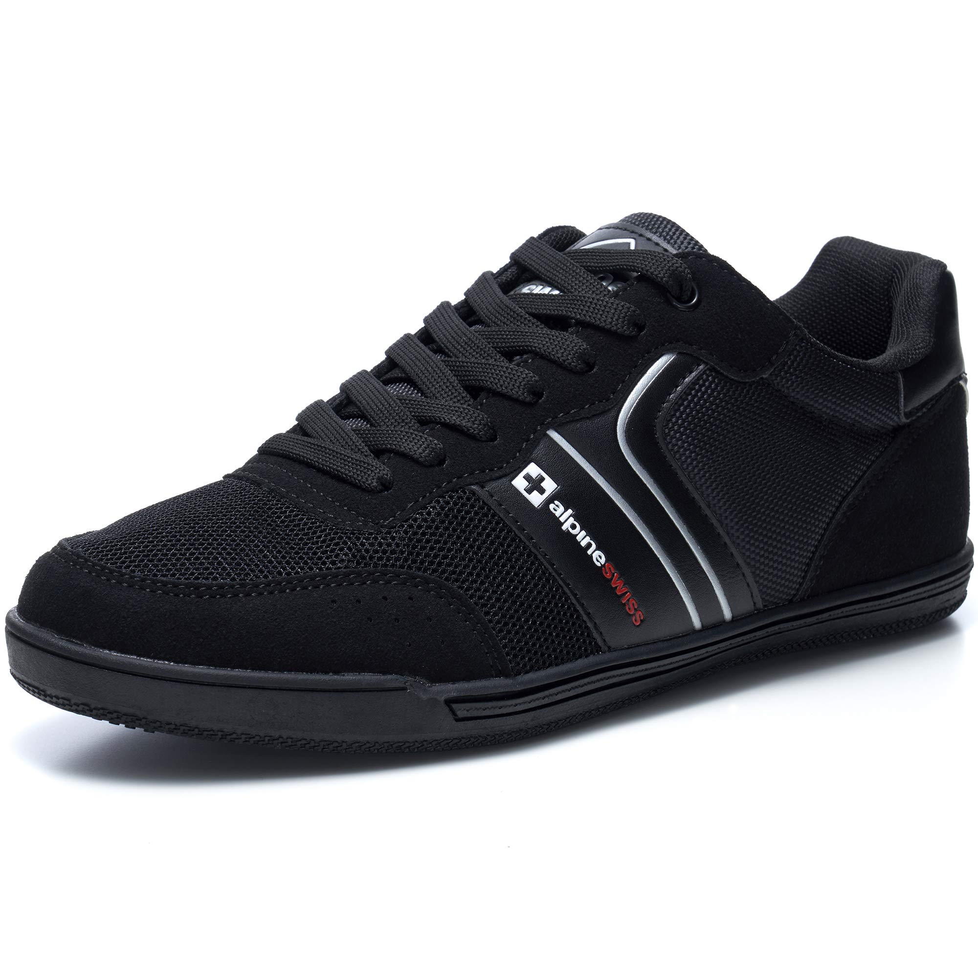 Alpine Swiss Liam Mens Fashion Sneakers Suede Trim Low Top Lace Up Tennis Shoes BLK 12 M US