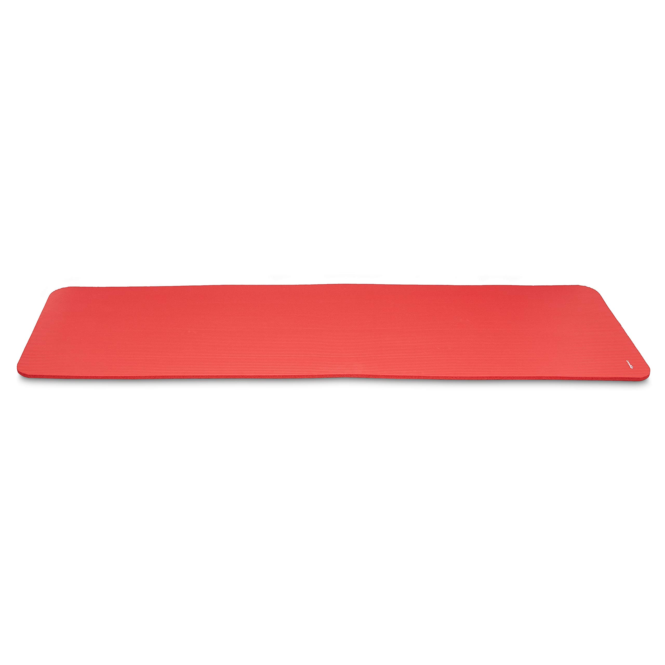 Amazon Basics Extra Thick Exercise Yoga Gym Floor Mat with Carrying Strap - 74 x 24 x .5 Inches, Red & High-Density Round Foam Roller, 36 Inches, Black
