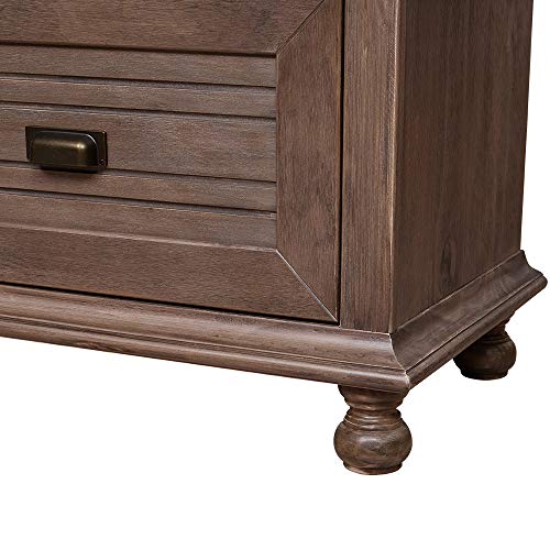 Amazon Brand β Ravenna Home Classic Solid Pine Storage Bench, 46.5"W, Rustic Gray Finish