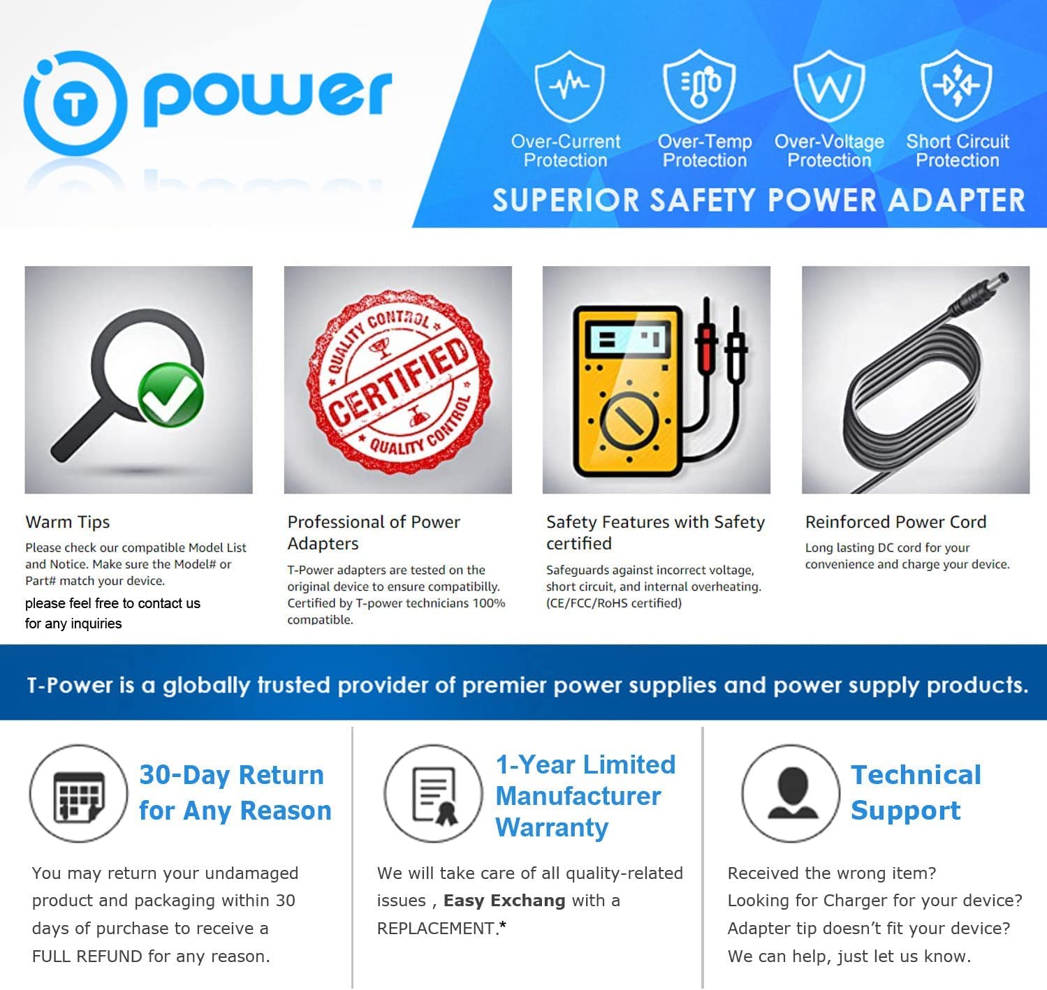 T Power Charger for Orfeld Model B08 C10A Lithium-ion 220W Cordless Stick Vacuum C10-A Rechargeable Battery RKULDC3100500 Ac Dc Adapter Power Supply