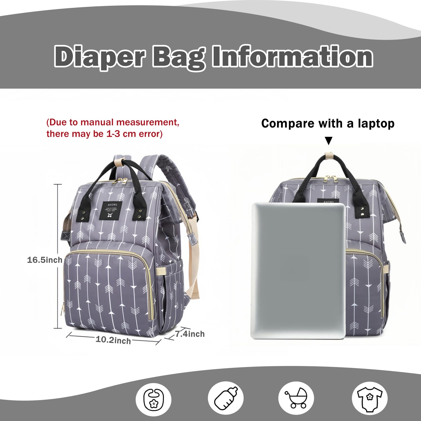 Armbq Flamingo Multi-Function Diaper Bag for Baby Care Travel Backpack Wide Open Nappy Bags Handbags Large Capacity Blue