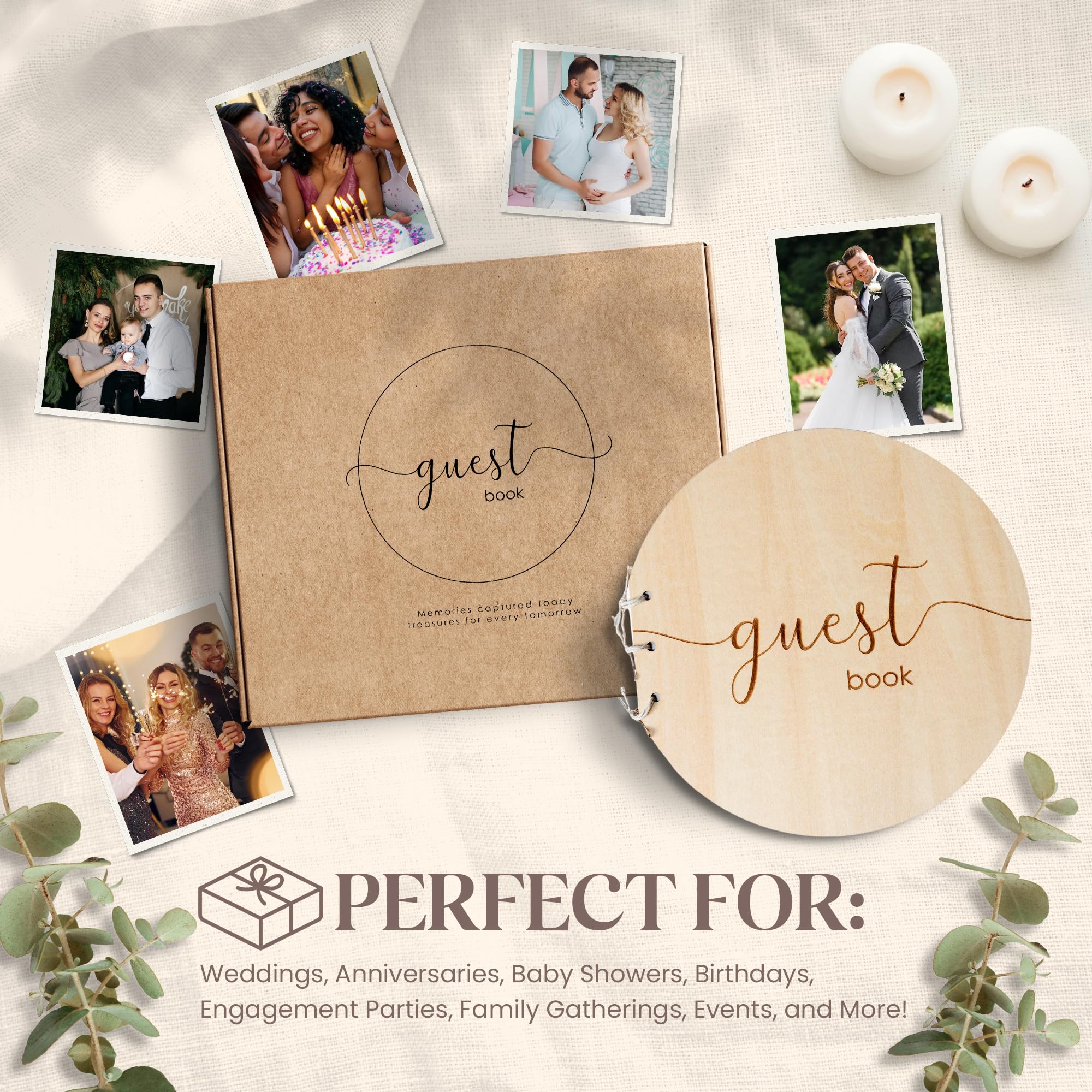 Mikito Elegant Wedding Guest Book β Ideal Baby Shower Guest Book, Memorable for Birthdays & Graduations β Classic Guestbook for Wedding Celebrations - Polaroid Guest Book
