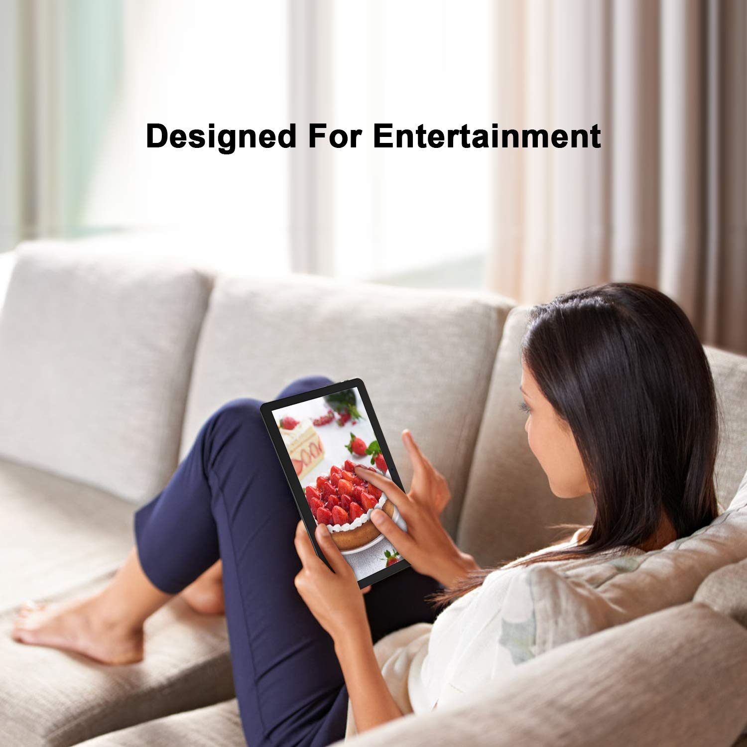 Android Tablet 10 Inch Tablet 3G Phablet, 6000mAh Battery, Full HD Display, Quad-Core CPU, GMS Certified, Dual SIM Card Slots Cameras Speakers, Support 128GB Micro SD Bluetooth WiFi GPS OTG, Black