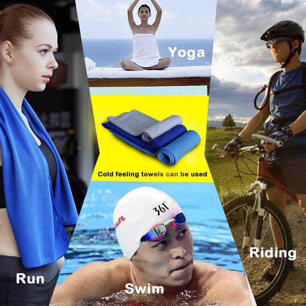 AINAAN Cooling Towel, Microfiber Quick Cooling for Yoga Sport Running Gym Camping Fitness with Handle Bottle(Green)