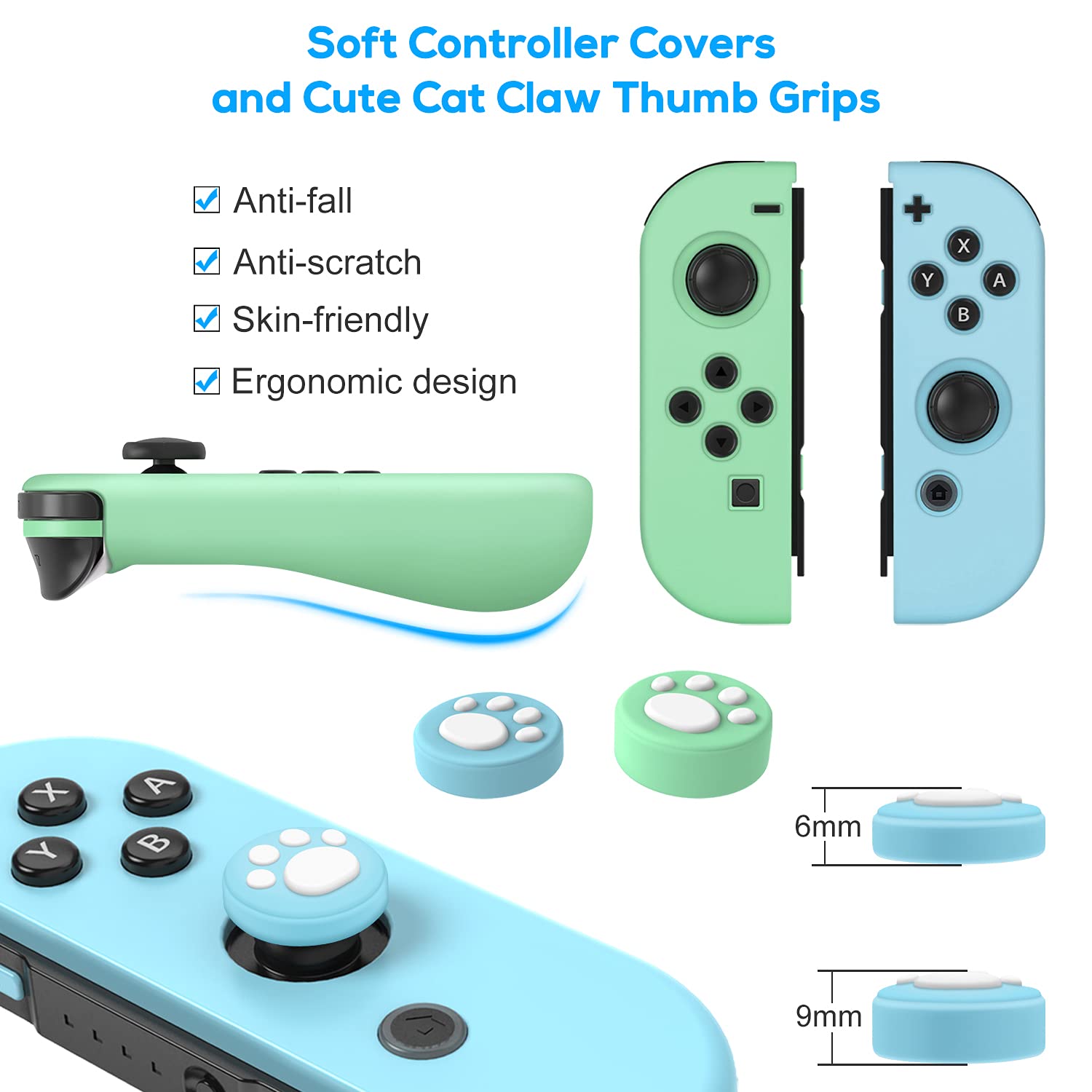 Accessories Bundle Compatible with Nintendo Switch for Animal Crossing,26 in 1 Accessories kit Carrying Case,Screen Protector,Handle Grips,Steering Wheels,Silicone Case,Thumb Caps for Joy Con