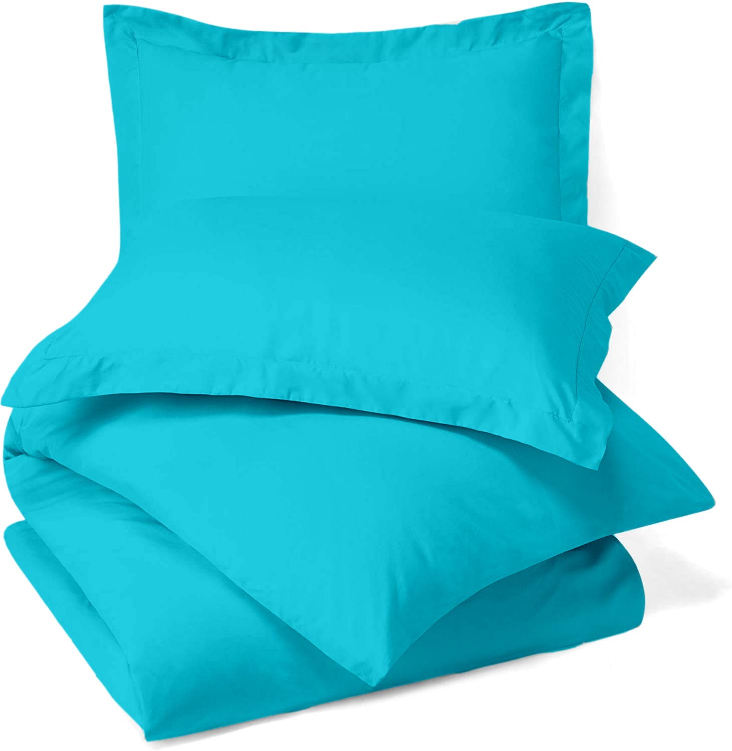 NICE LINEN BEDDING'S 800 Thread Count Cotton Duvet Cover Set 3-Piece -1 Duvet Cover Oversized King 98x120 Size and 2 Pillow Shams and Zipper Closure (Oversized King, Turquoise Solid)