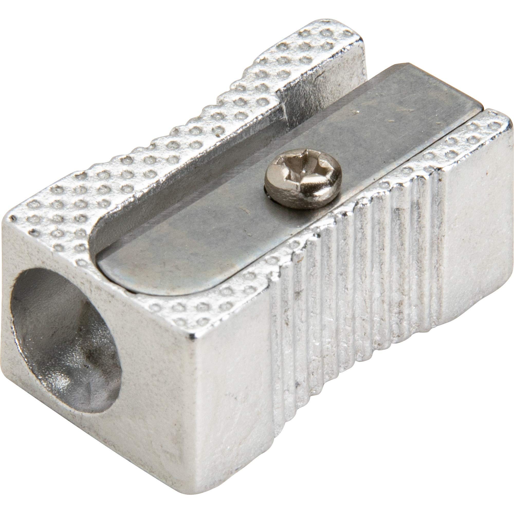 Aluminum Pencil Sharpener, Pocket Sharpener, 1-Hole Steel Blade, Silver - Durable Excellent Quality - For Home, School, Office - (12 Pack)