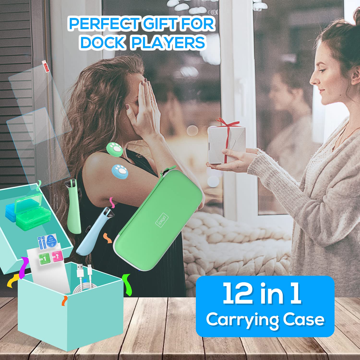 Accessories Bundle Compatible with Nintendo Switch & OLED Model 2021,13 in 1 Accessories kit with Carrying Case,Screen Protector,Game Storage Case,Silicone Case,Thumb Grip Cap Compatible with Joy-Con