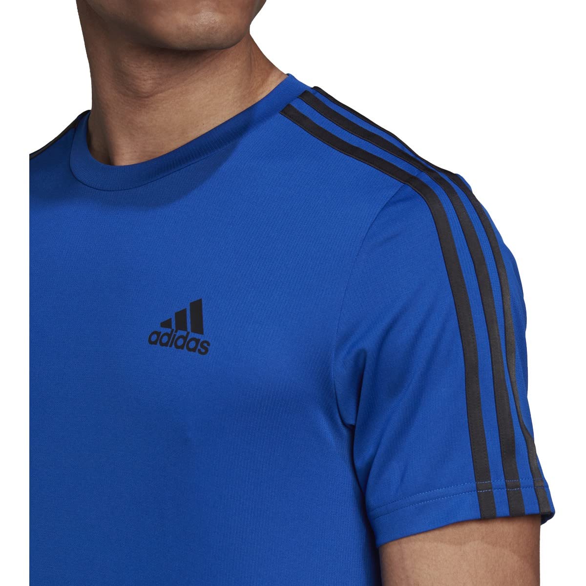 adidas Men's AEROREADY Designed 2 Move Sport 3-Stripes Tee, Team Royal Blue/Black, X-Large