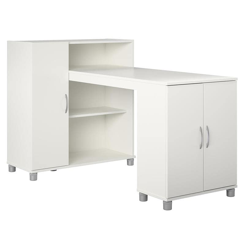 Ameriwood Home Systembuild Evolution Lory Hobby and Craft Desk with Storage Cabinet in White