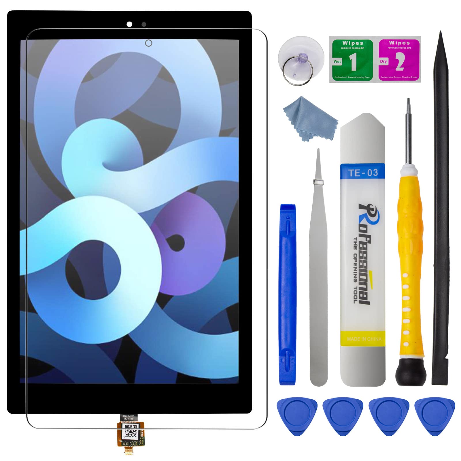 Alvar Upgraded Black Touch Screen Replacement Digitizer with Tempered Glass Film Repair Parts for Amazon Kindle Fire HD10 HD 10 7th Generation SL056ZE 10.1 inch (Comes with Free Tools kit)