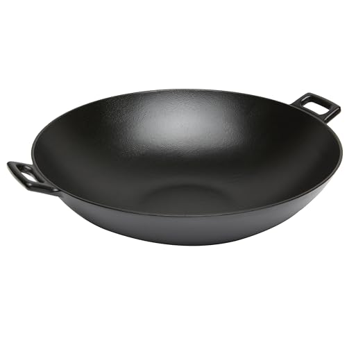 Amazon Basics Pre-Seasoned Cast Iron Wok Pan