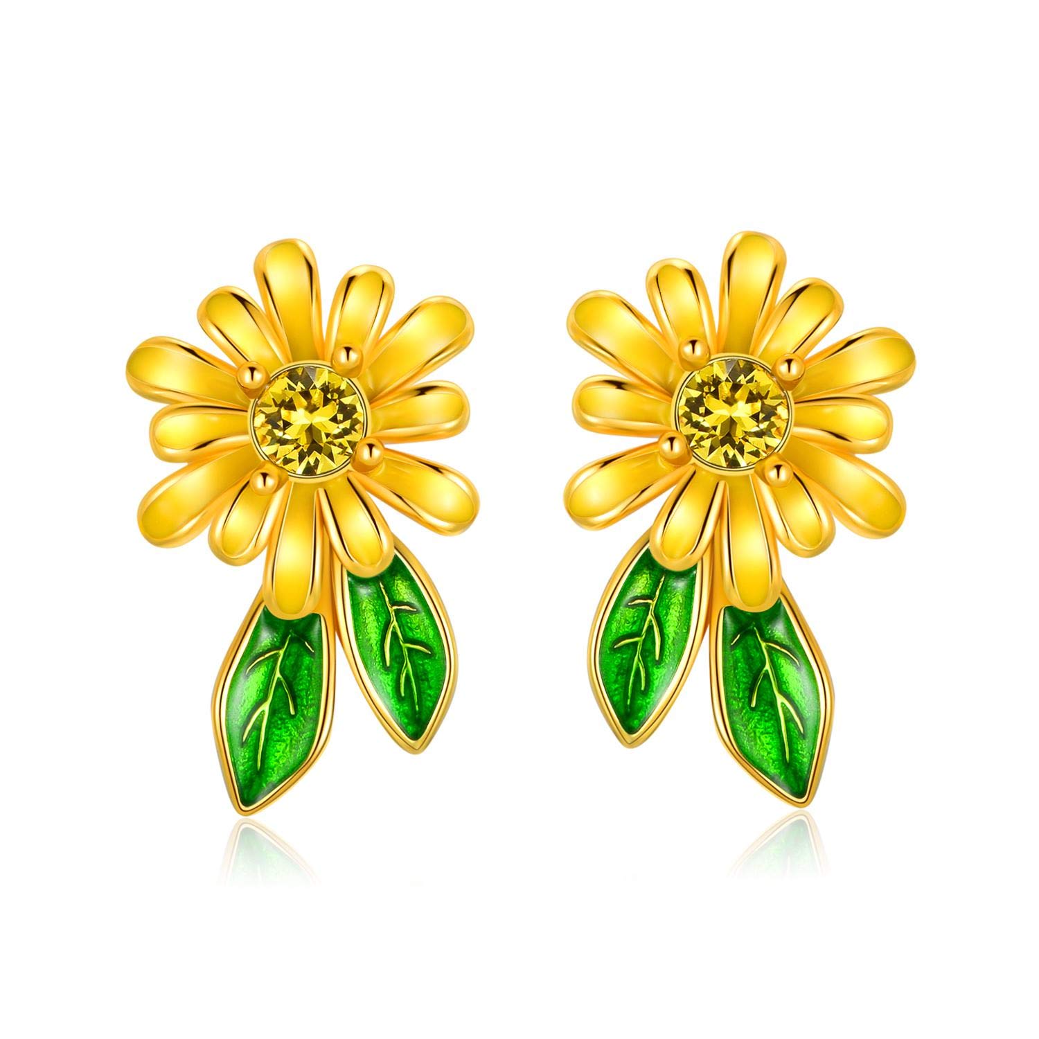 AOBOCO Hypoallergenic 925 Sterling Silver Daisy Flower Stud Earrings for Women