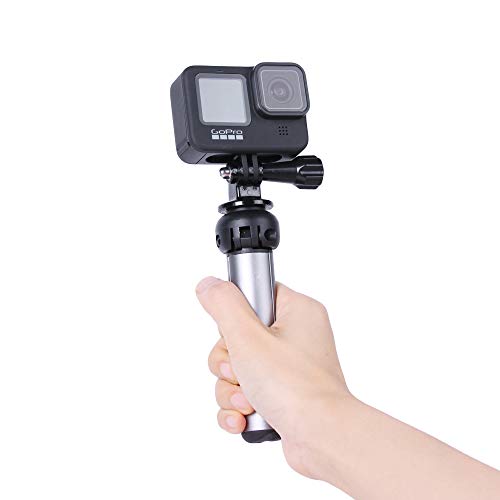 Aluminum Alloy Mini Tripod Cell Phone Tripod Handheld Desktop Tripod for Pocket 2/ONE X2/OM 4/ Osmo Mobile Series/Osmo Action/Osmo Pocket/Insta 360 / Fimi Palm (Silver)