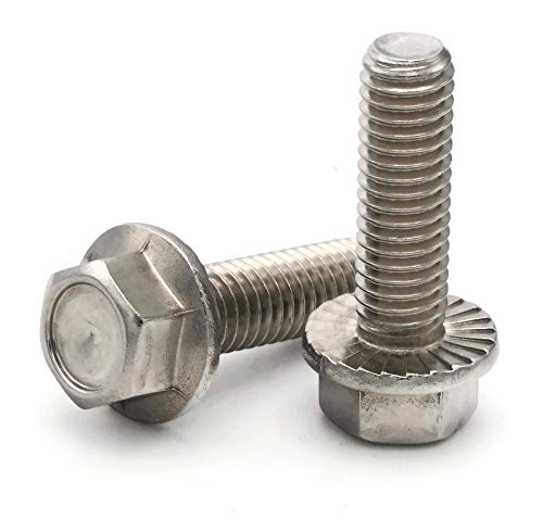 Hex Flange Serrated Cap Bolt Screws 18-8 Stainless Steel - 10-24 x 1 - Qty 25