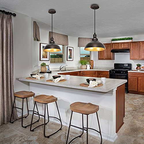 ALAISLYC 2 Pack Bronze Pendant Lights Kitchen Island Industrial Adjustable Hanging Barn Light Fixtures