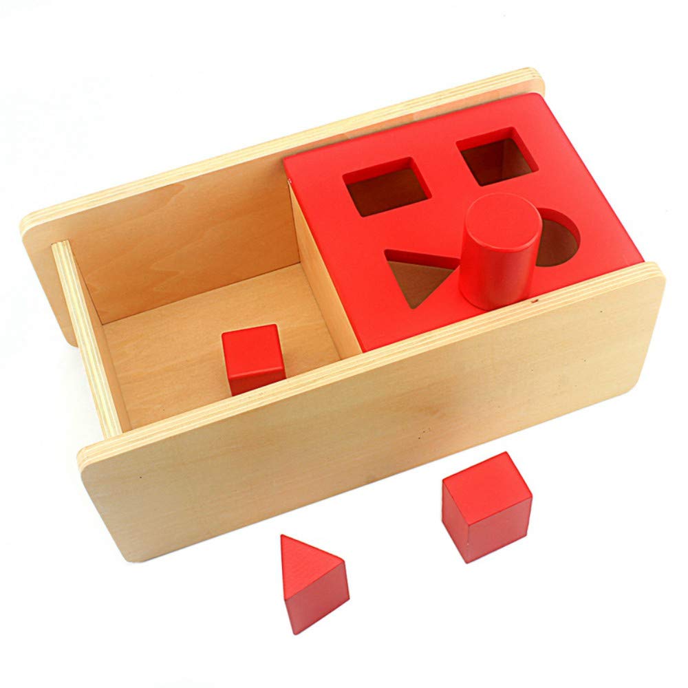 DANNI Montessori Baby Imbucare Box with Flip Lid 4 Shapes Wood Learning Educational Preschool Training Children Practical Life Skills Toy