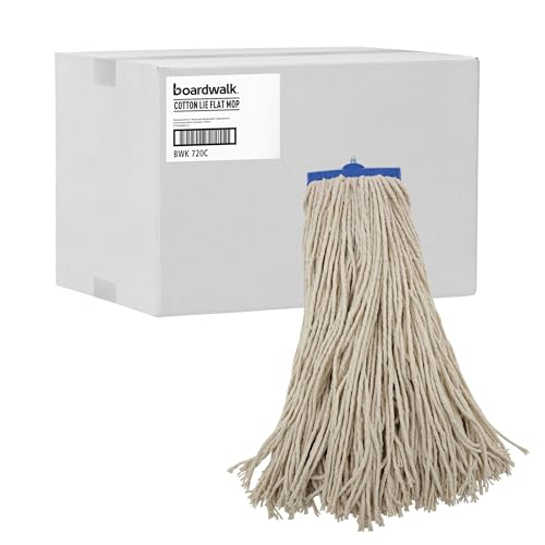 Boardwalk BWK720C 20 oz. Economical Lie-Flat Cotton Fiber Mop Head - White (12/Carton)