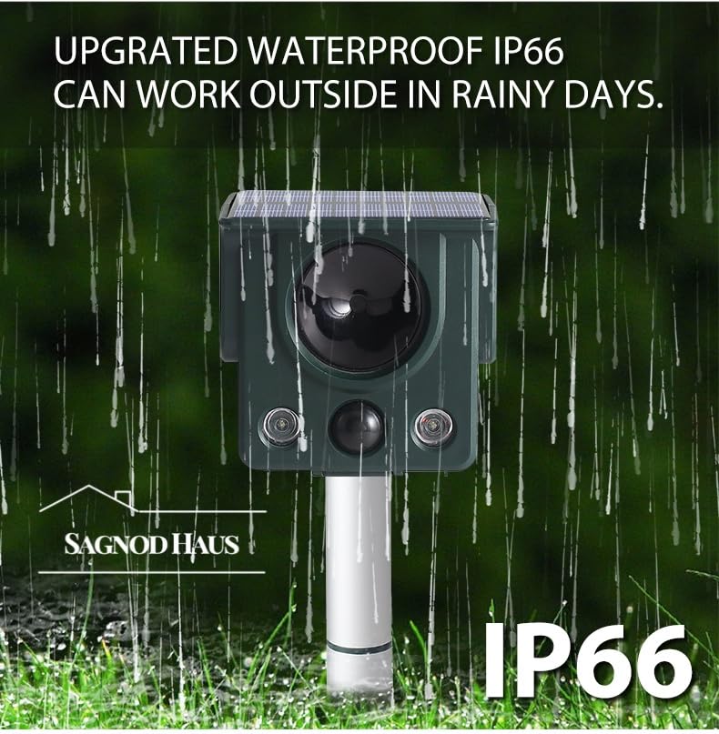 Animal Repellent Outdoor,Ultrasonic Pest Repeller with Motion, Light Sensor and Sound for Cat/Birds/Deer/Skunk/Rat/Squirrel. Deterrent Devices for Yard, Garden, Farm or Patio