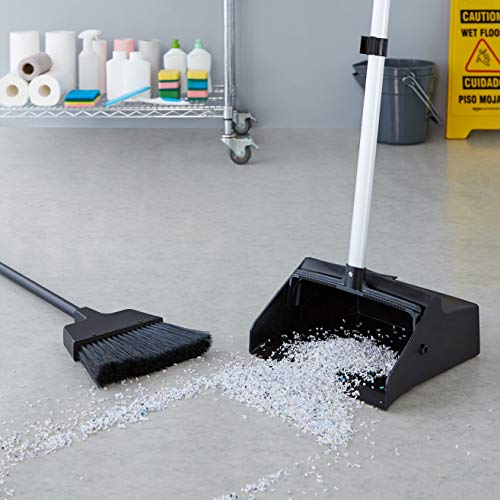 AmazonCommercial Lobby Dustpan with Broom set - 4-Pack, Black