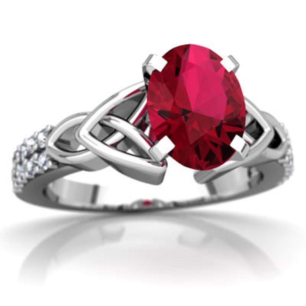 Ashaartjewels Celtic Ring 1.15 CTW Red Ruby Emerald & CZ Diamonds 14K White Gold Fn (10)