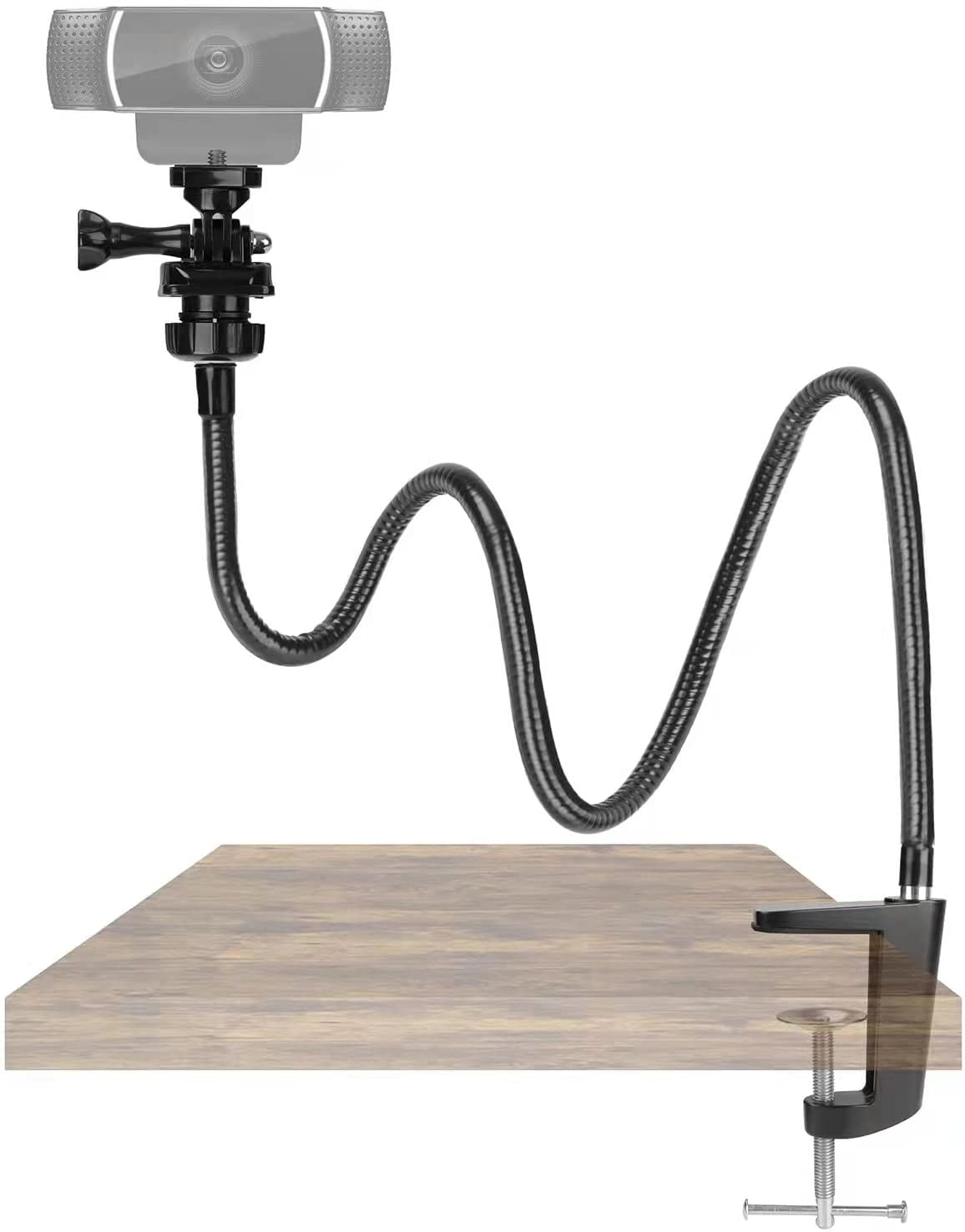AMADA HOMEFURNISHING 25 Inch Webcam Stand - Enhanced Desk Jaw Clamp with Flexible Gooseneck Stand for Logitech Webcam C920,C922,C922x,C930,C615,C925e,Brio 4K AMWS02