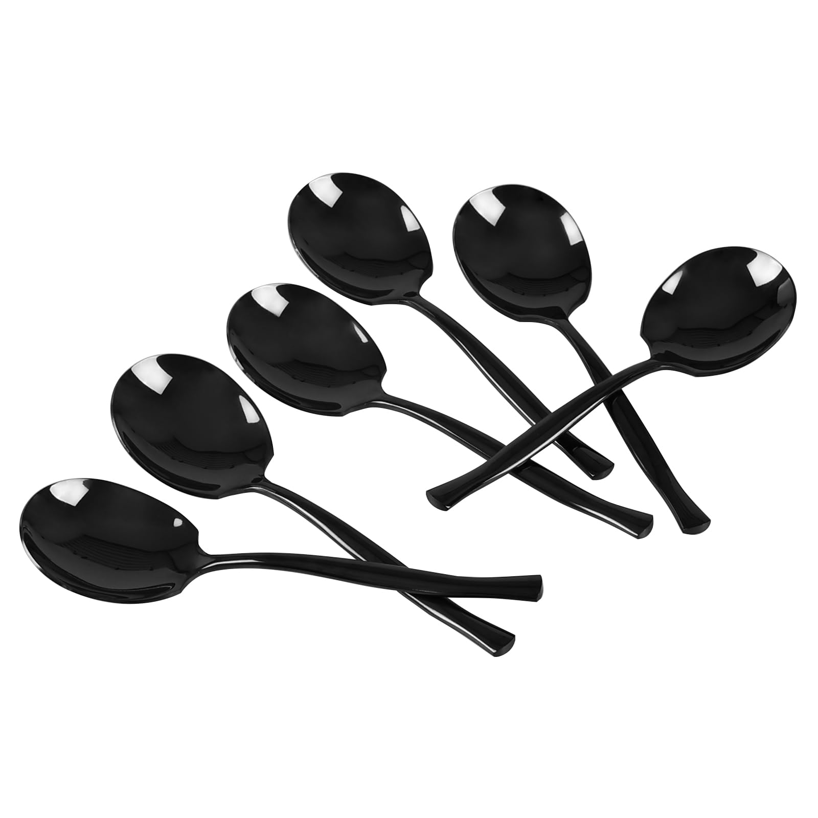 Bringer 8-Piece Stainless Steel Serving Spoons Set, Large Buffet Serving Spoons, Black