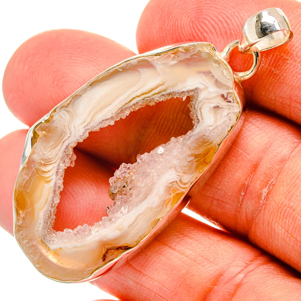 Ana Silver Co Occo Geode Pendant 2" (925 Sterling Silver) - Handmade Jewelry, Bohemian, Vintage PD25161