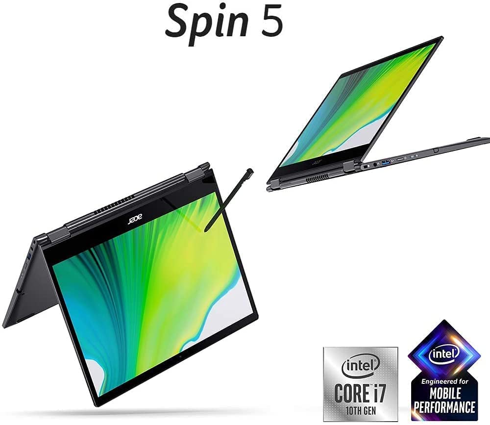 Acer Spin 5 Laptop, Intel i7-1065G7, 3:2 13.5" 2K IPS 2-in-1 Touch Display, Intel Iris Plus Graphics, Wi-Fi 6, Two Thunderbolt 3, Webcam, Active Stylus w/32G Card(16GB RAM | 1TB PCIe SSD)