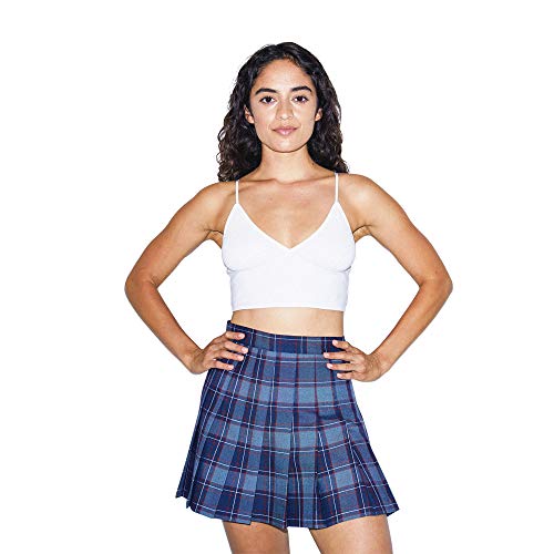 American Apparel Women's Plaid Tennis Skirt, Green Plaid, Small