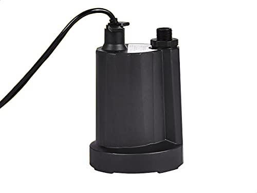 AmazonCommercial 1/4 HP Thermoplastic Submersible Utility Pump, 7.4"L x 6.6"W x 9"H, Black