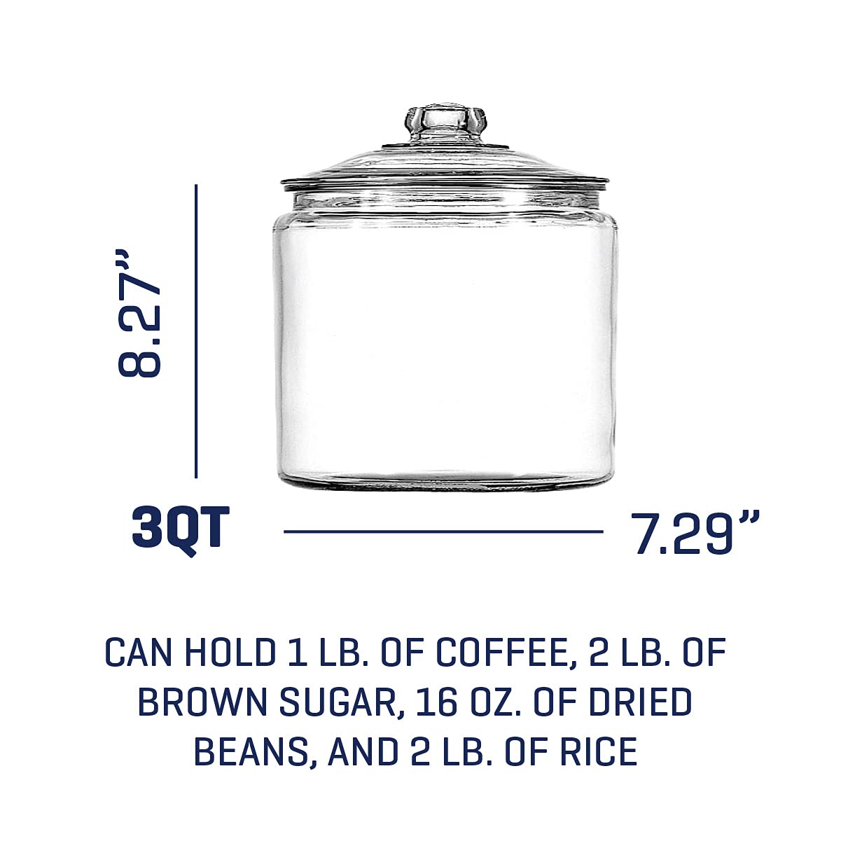 Anchor Hocking Heritage Hill 3 Quart Glass Jar with Lid