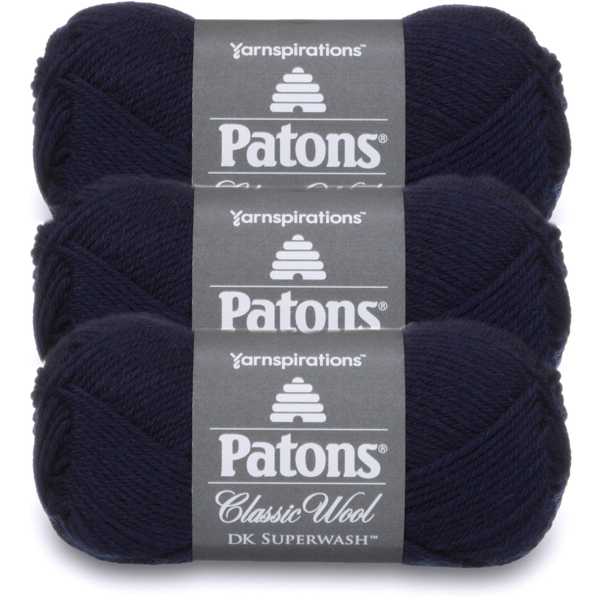 Ardour Van Sudopo Patons Classic Wool DK Superwash Yarn - Gauge 3 Light - 100% Wool - (3-Pack) - Navy - for Crochet, Knitting, and Crafting