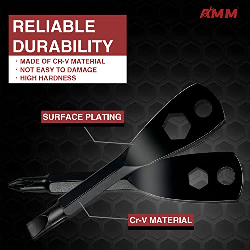 AMM 4 in 1 Portable Keychain Screwdriver(Black) Gifts for Men,Multiple functionality-Phillips, slotted screwdriver and two hex wrenches,Give key chain gifts to family or friends
