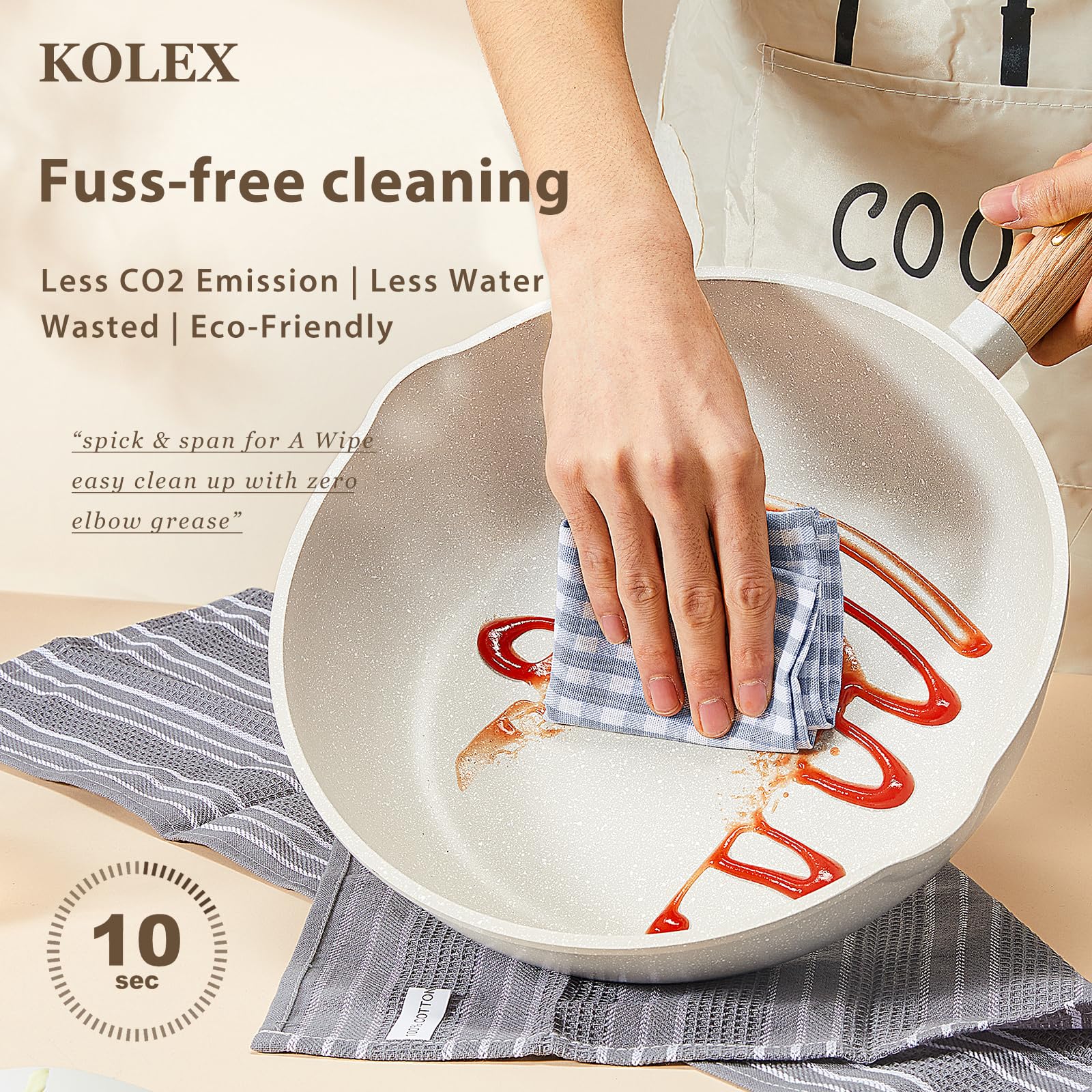 KOLEX Frying Pan 26cm Beige With Lid