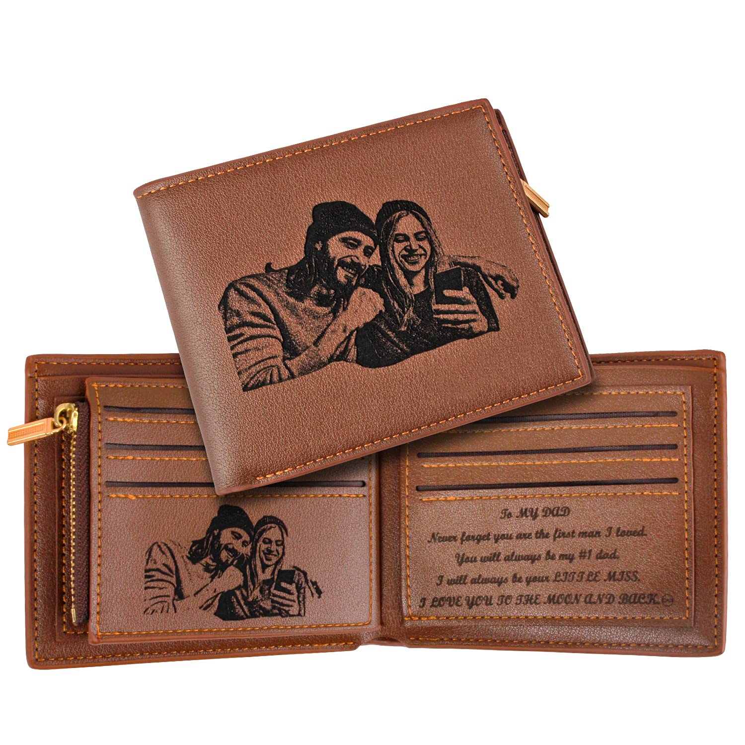 awofer Custom Personailzed Leather Wallet Gift, Engraved Wallet For Men, Son Gift, Dad Gift, Husband Gifts, BF Gifts, Mens Personalized Gifts