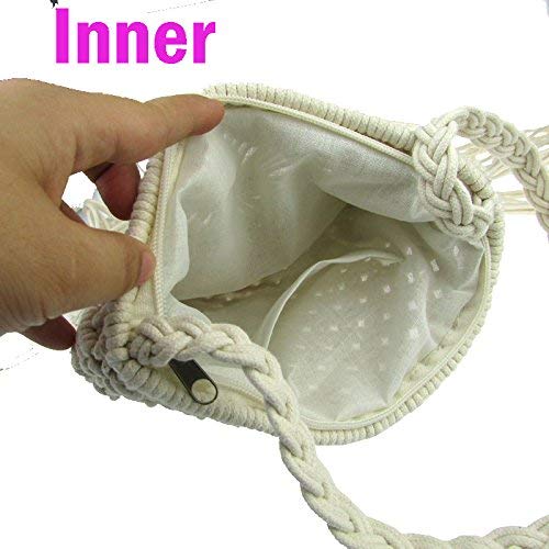 Donalworld Women Tassel Shoulder Bag Bohemian Beach Crochet Messenger Bags White