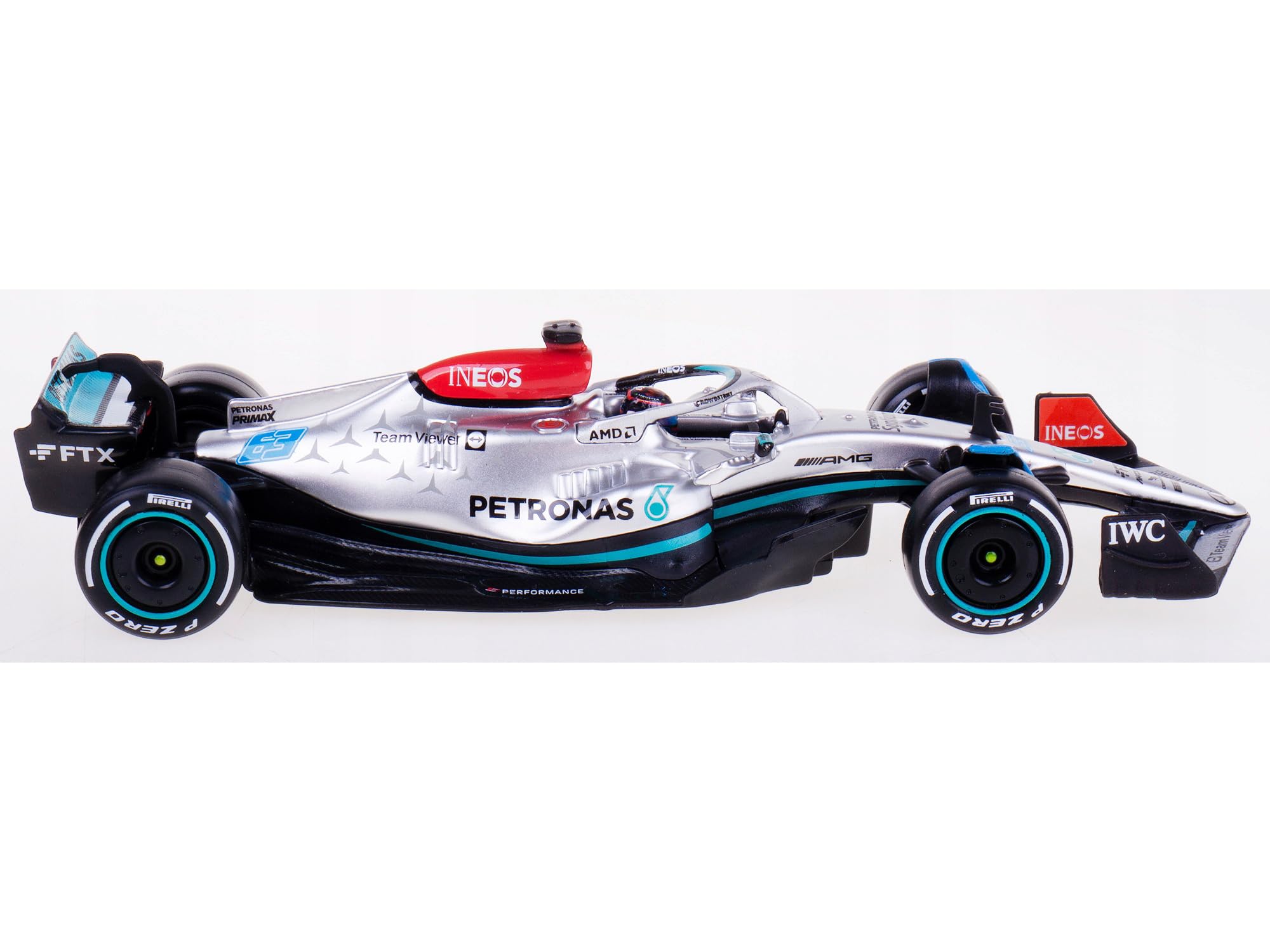 AMG F1 W13 E Performance #63 George Russell F1 Formula One World Championship (2022) with Display Case 1/43 Diecast Model Car by Bburago 38066GR