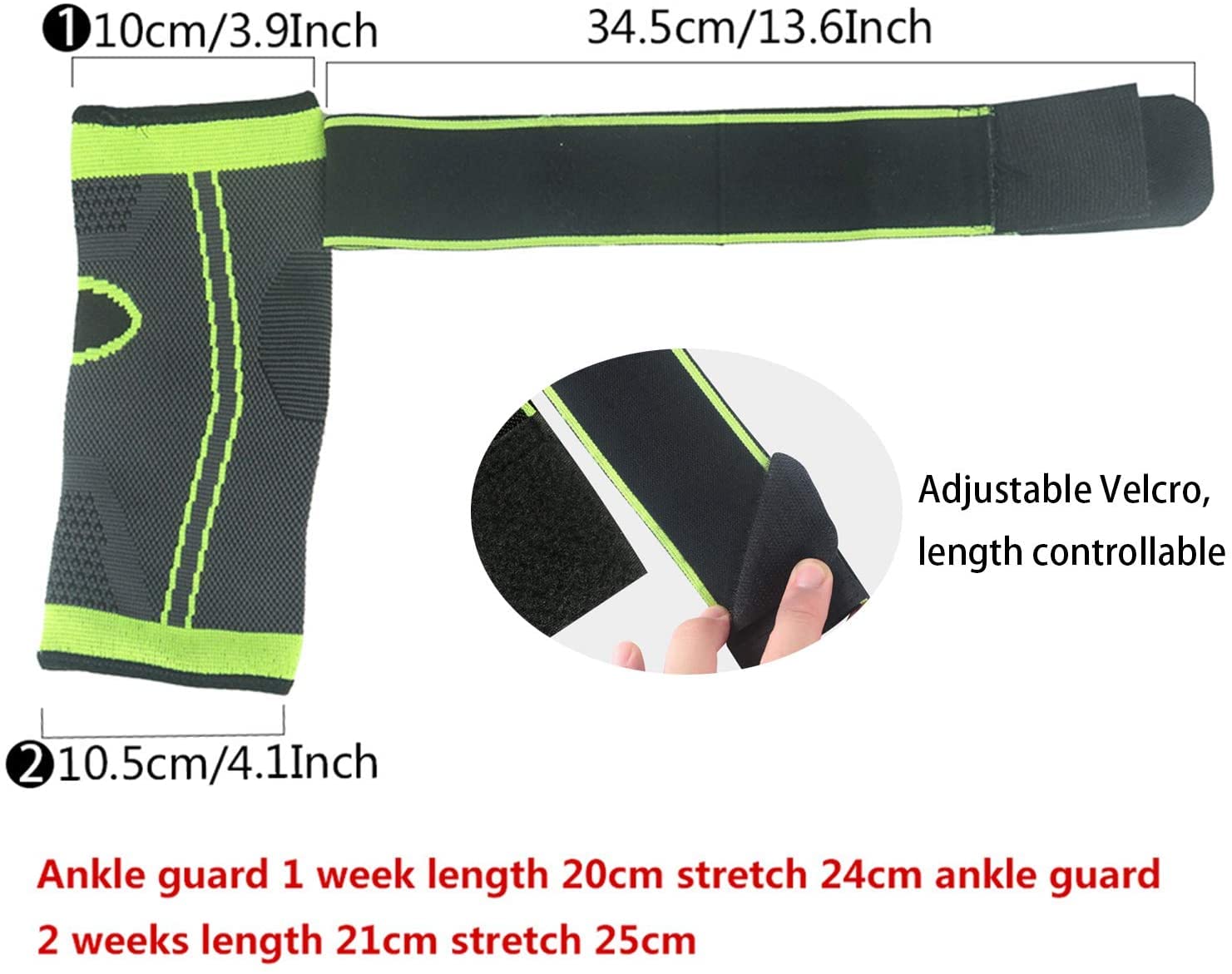 Ankle Brace Protector Sleeves Adjustable,Alleviate Achilles Tendon Pain, Sprain, Sports Injury Healing Stabilizer (Green)