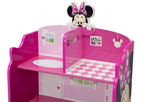 Delta Children Wooden Playhouse 4-Shelf Bookcase for Kids, Minnie Mouse