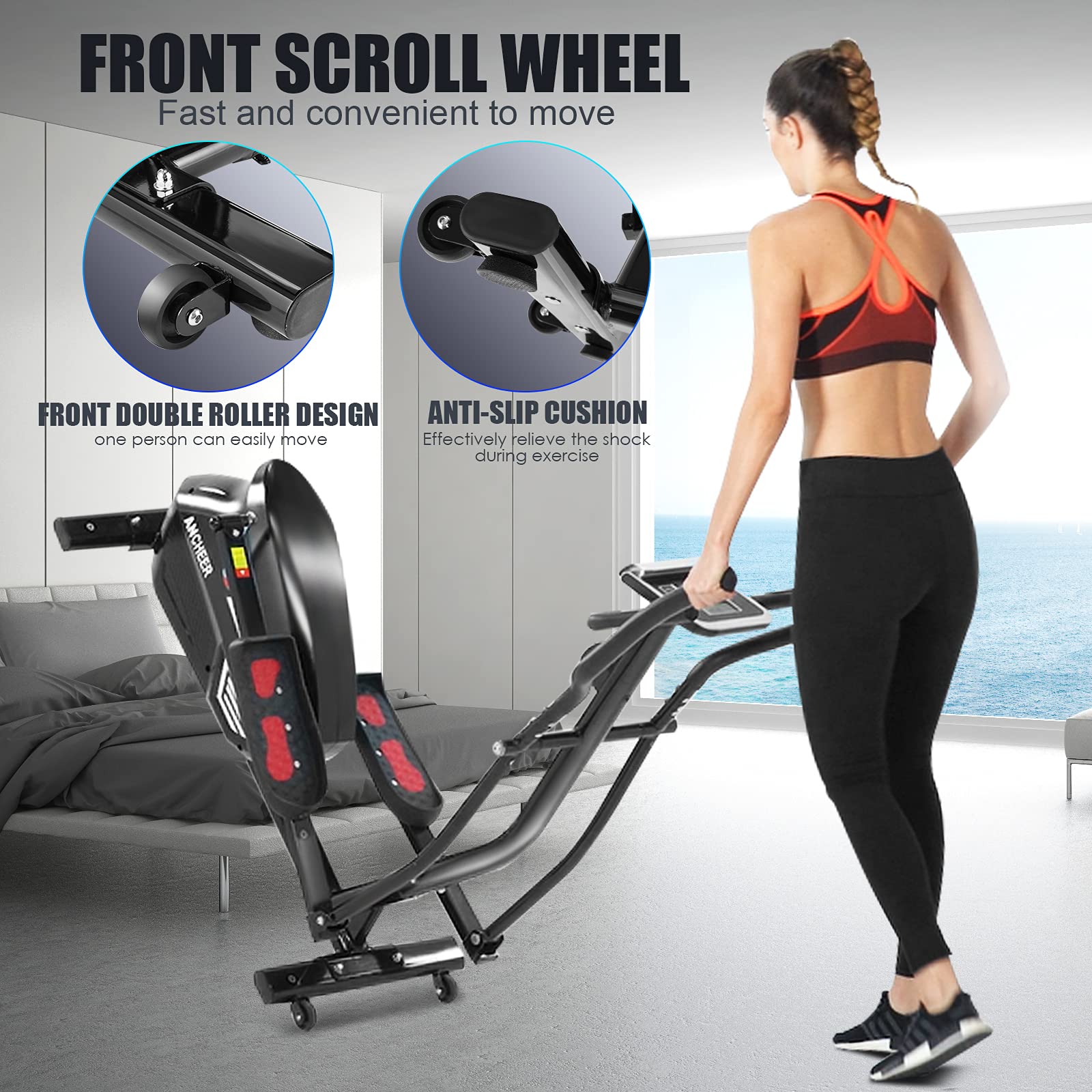 ANCHEER Elliptical Machine, Quiet & Smooth Driven Magnetic Elliptical Cross Trainer Machine with 10 Levels Resistance and 35lb Flywheel, Best Elliptical Exercise Machine for Home Gym Workout TR07