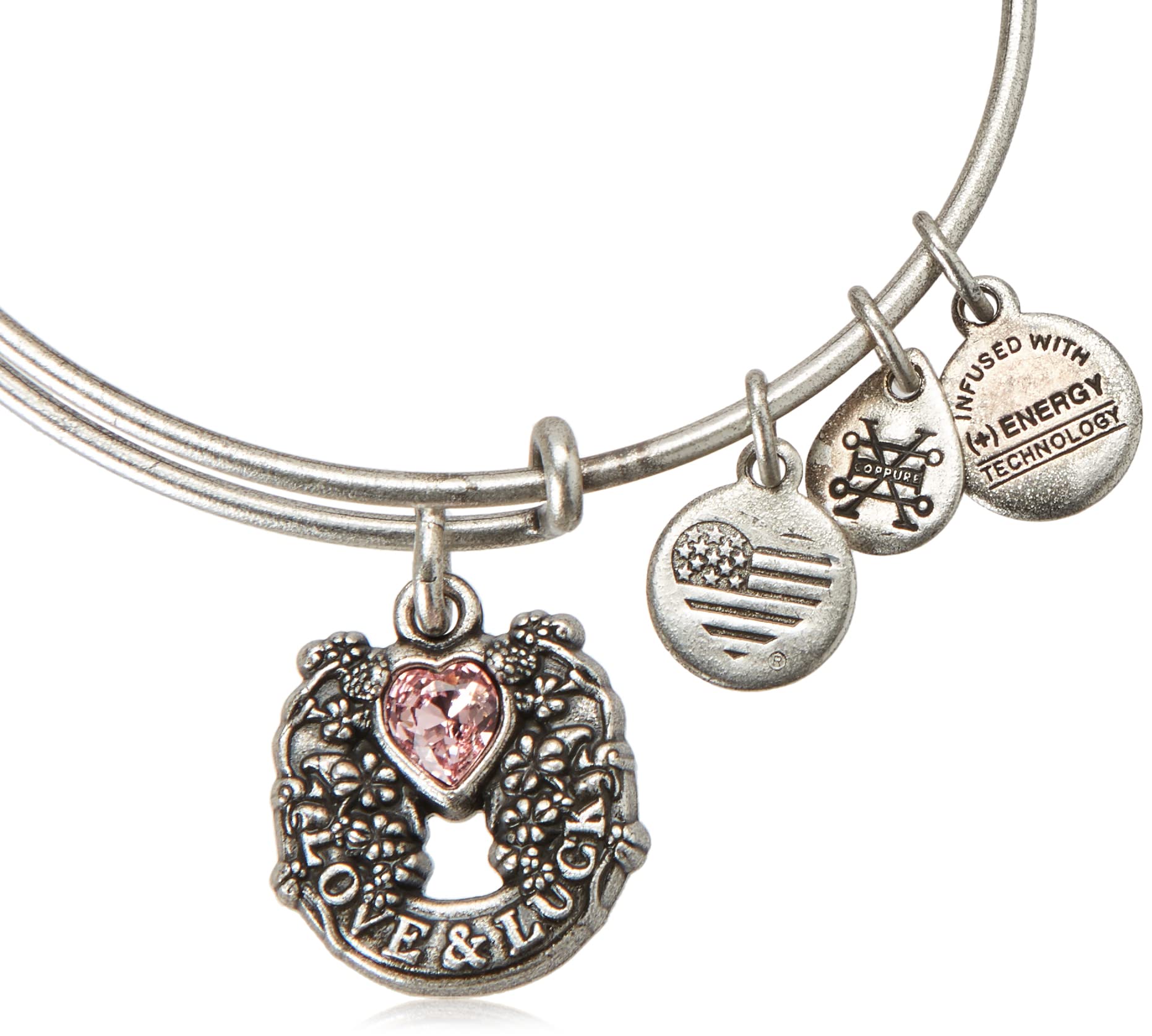 Alex and Ani Path of Symbols Expandable Bangle for Women, Fortune’s Favor Charm, Rafaelian Silver Finish, 2 to 3.5 in