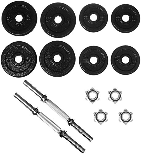 Amazon Basics Adjustable Dumbbell Weight Set with Case, 38 pounds, Black