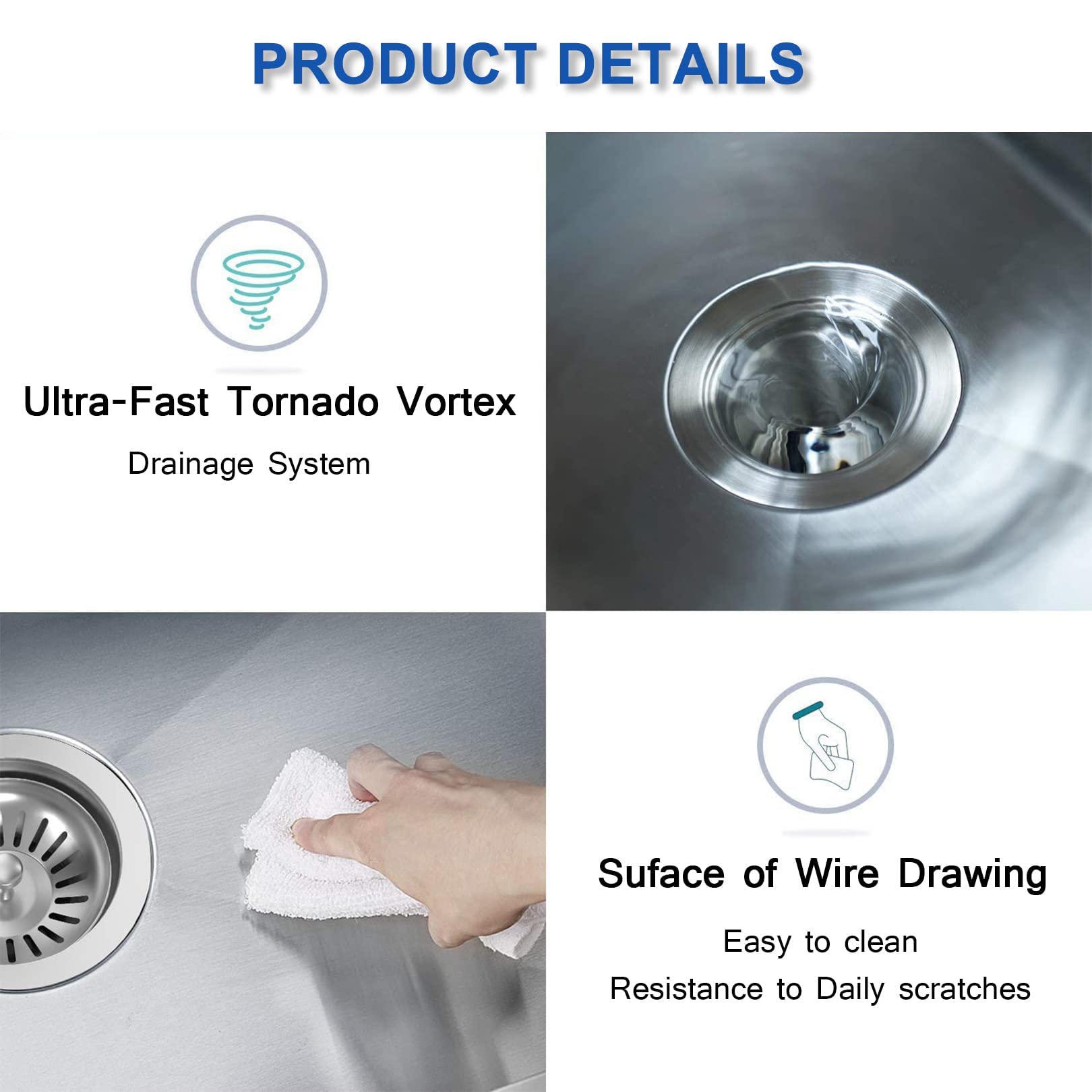 ALEEJA 304 Stainless Steel Prep & Utility Sink with Faucet, Contemporary Laundry Cabinet Sink for Restaurant, Kitchen, Laundry, Garage